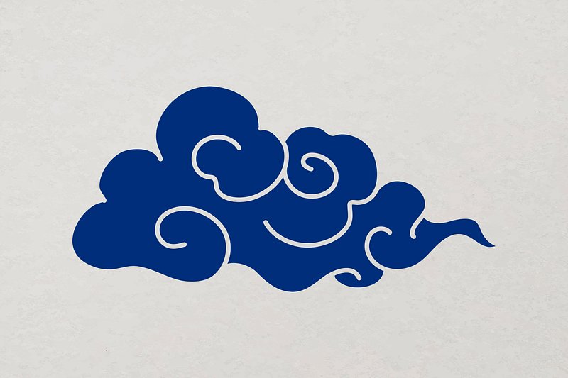 Japanese cloud sticker, blue oriental | Free PSD - rawpixel