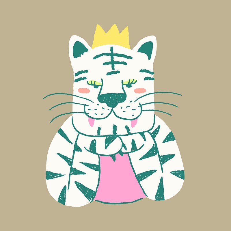 Funky tiger, animal doodle sticker, | Free Vector Illustration - rawpixel