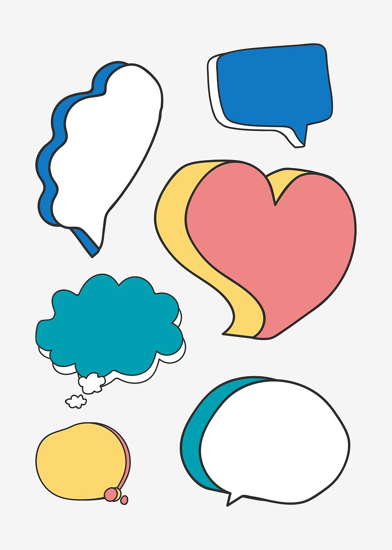 Colorful doodle speech bubble vectors | Free Vector - rawpixel
