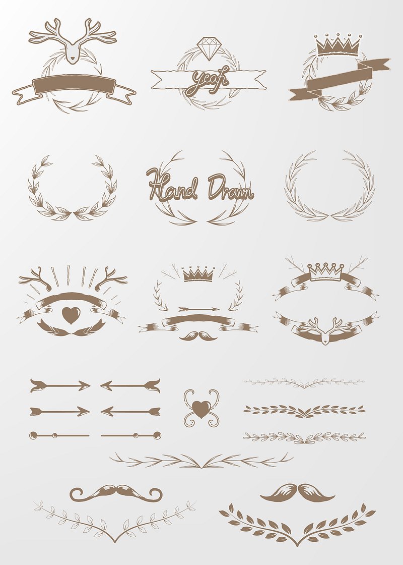 Hand drawn vintage element vector | Premium Vector - rawpixel