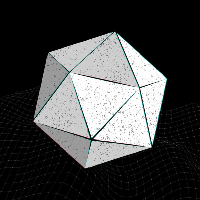 Gray 3D icosahedron with glitch | Free PSD - rawpixel
