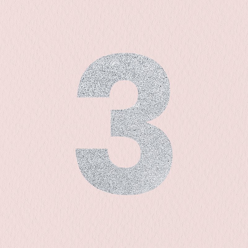 Glitter metallic number 3 typography | Free PSD - rawpixel