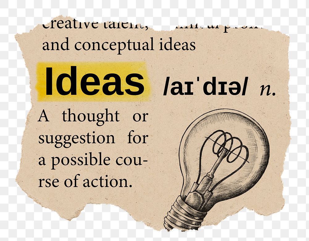 Ideas png dictionary word sticker, | Premium PNG - rawpixel