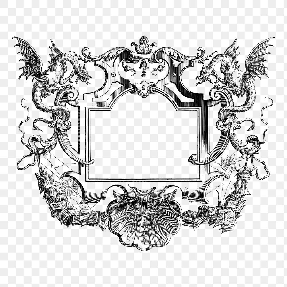 Mythical dragon frame png sticker, | Free PNG - rawpixel