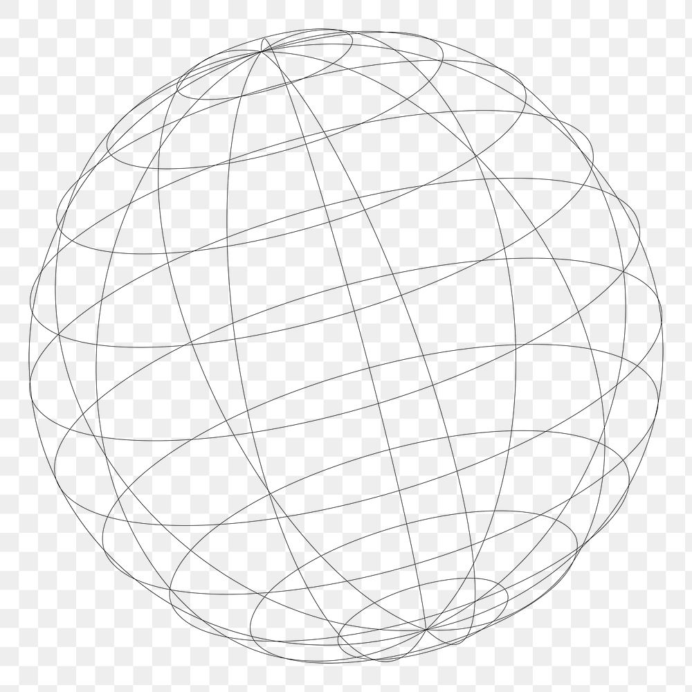 Globe grid png sticker, black | Free PNG - rawpixel