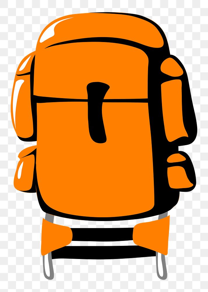 Orange hiking backpack png sticker | Free PNG - rawpixel