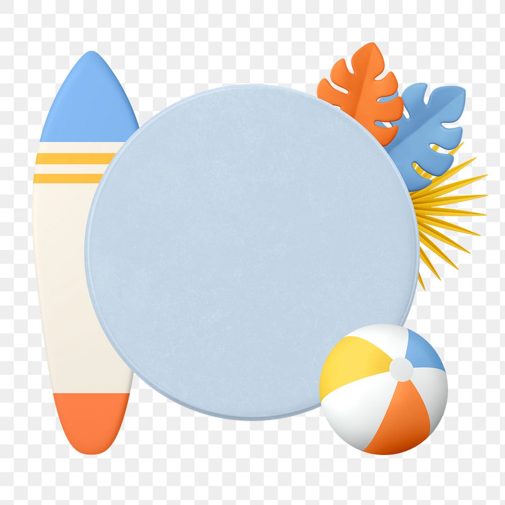 Tropical frame png, 3D summer | Premium PNG - rawpixel