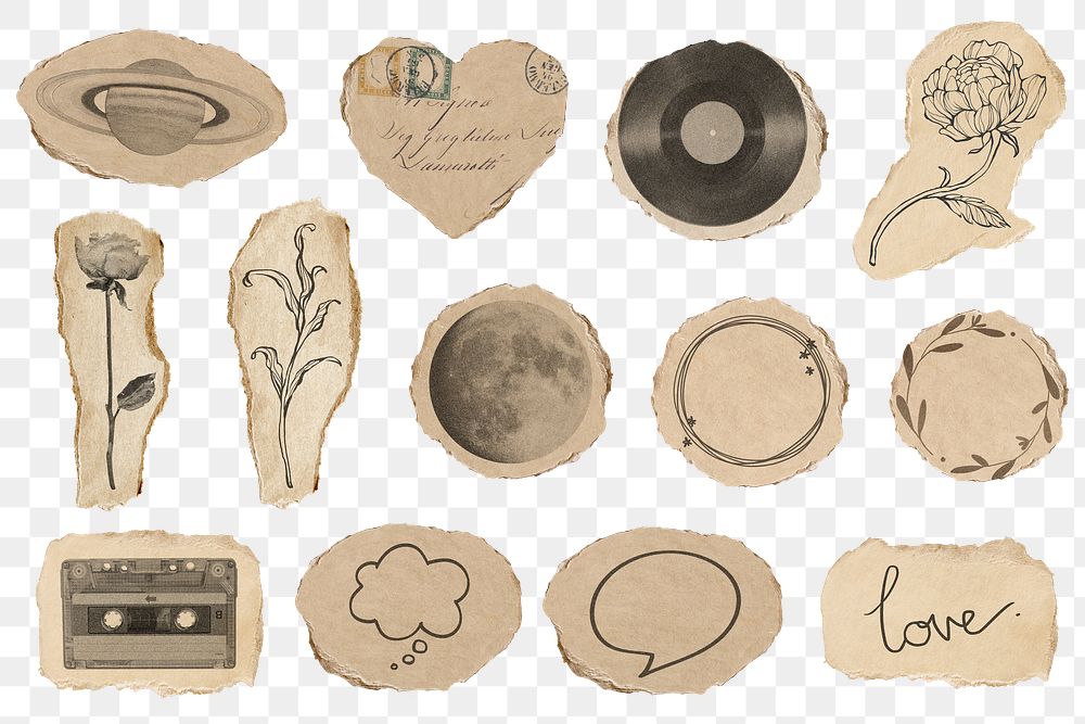 Vintage png sticker, brown ripped | Premium PNG - rawpixel