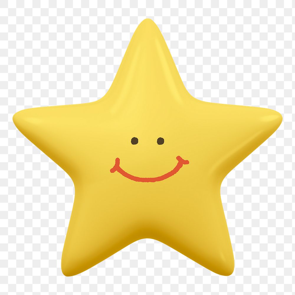 Smiling star png sticker, 3D | Free PNG - rawpixel