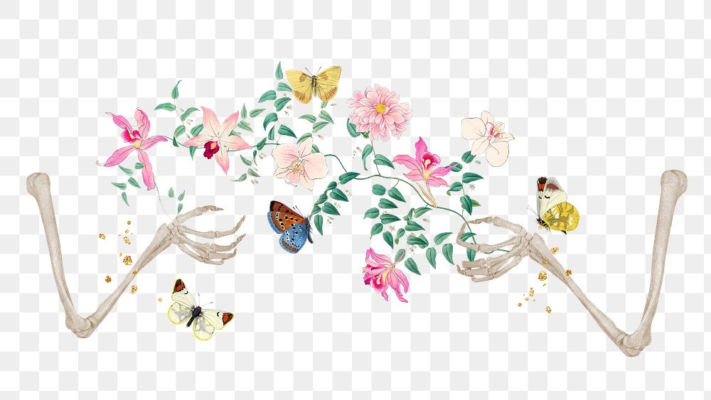 Png skeleton botanical remix sticker, | Premium PNG - rawpixel