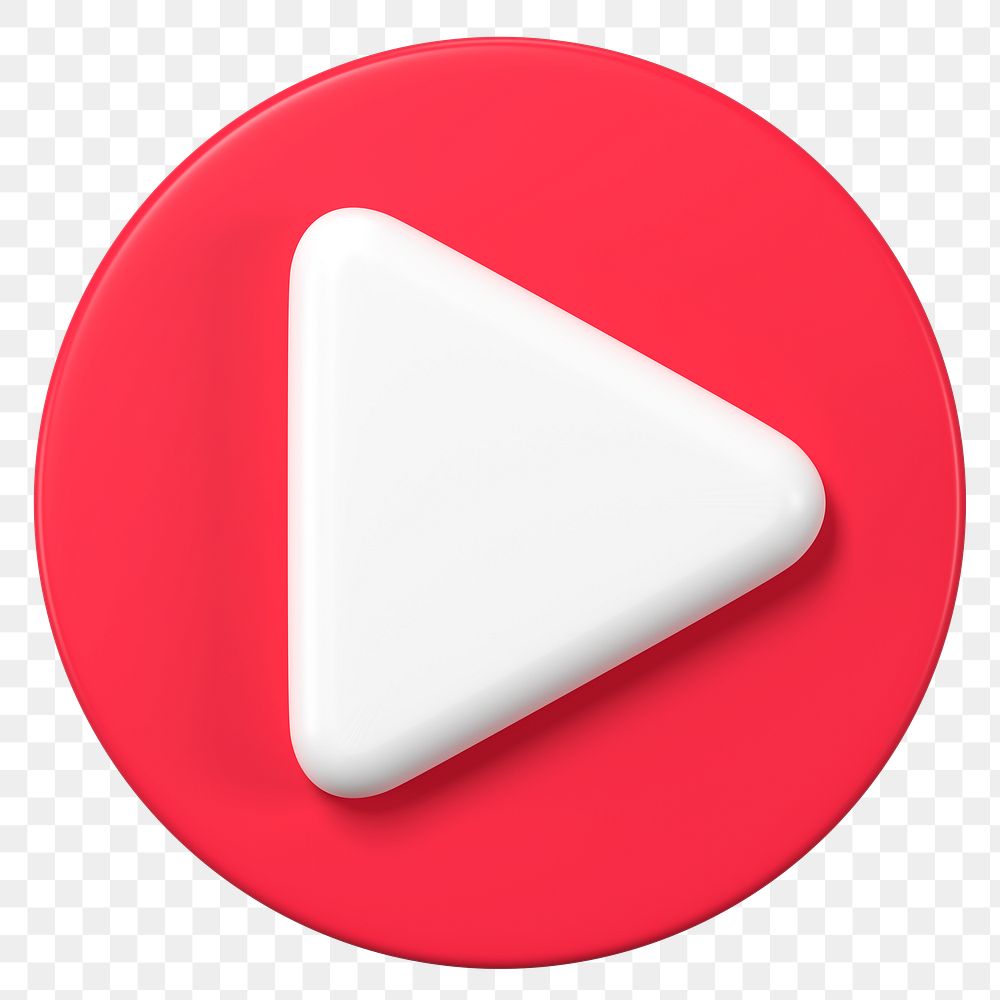 3D png play button clipart, | Free PNG Sticker - rawpixel