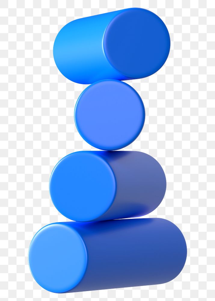 3D cylinder stack png blue | Free PNG - rawpixel