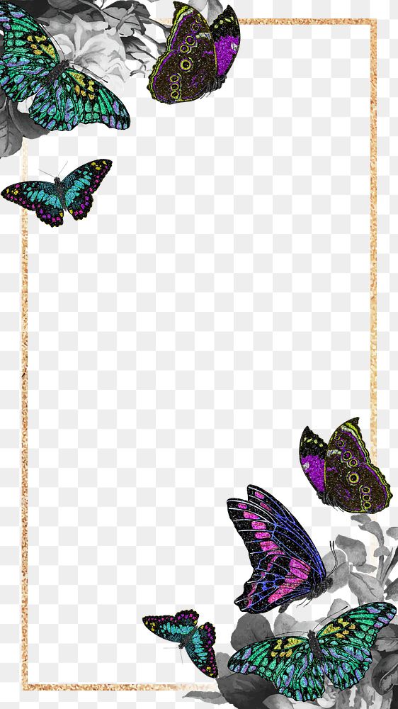 Golden butterfly png frame, transparent | Premium PNG - rawpixel
