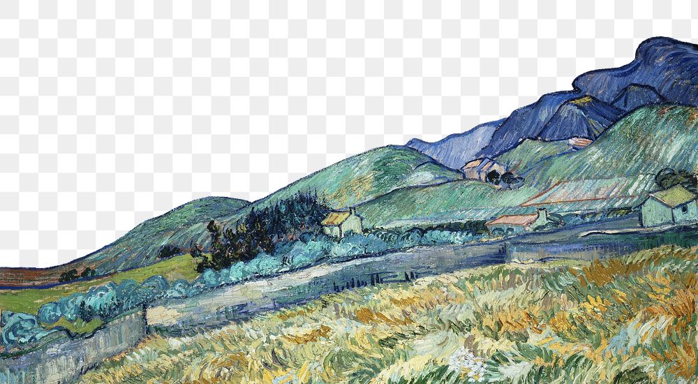 Van Gogh's png Landscape from Saint-Rémy | Premium PNG - rawpixel