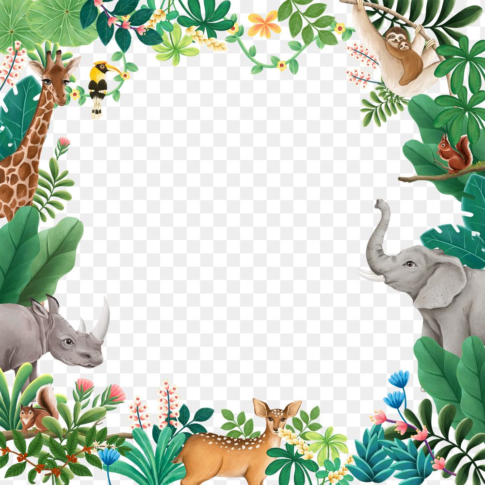 Jungle wildlife png frame, animal | Premium PNG - rawpixel