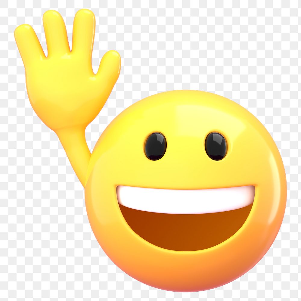 Smiley waving emoji png sticker, | Premium PNG - rawpixel