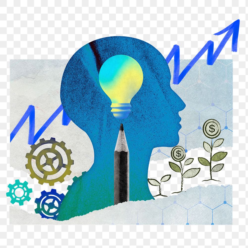 Creative thinking png sticker, mixed | Premium PNG Illustration - rawpixel