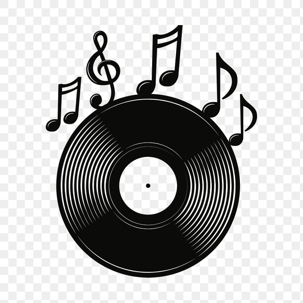 PNG Record with music notes | Free PNG - rawpixel