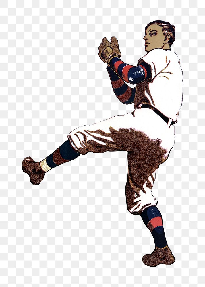 Baseball pitcher png chromolithograph art, | Premium PNG Illustration ...