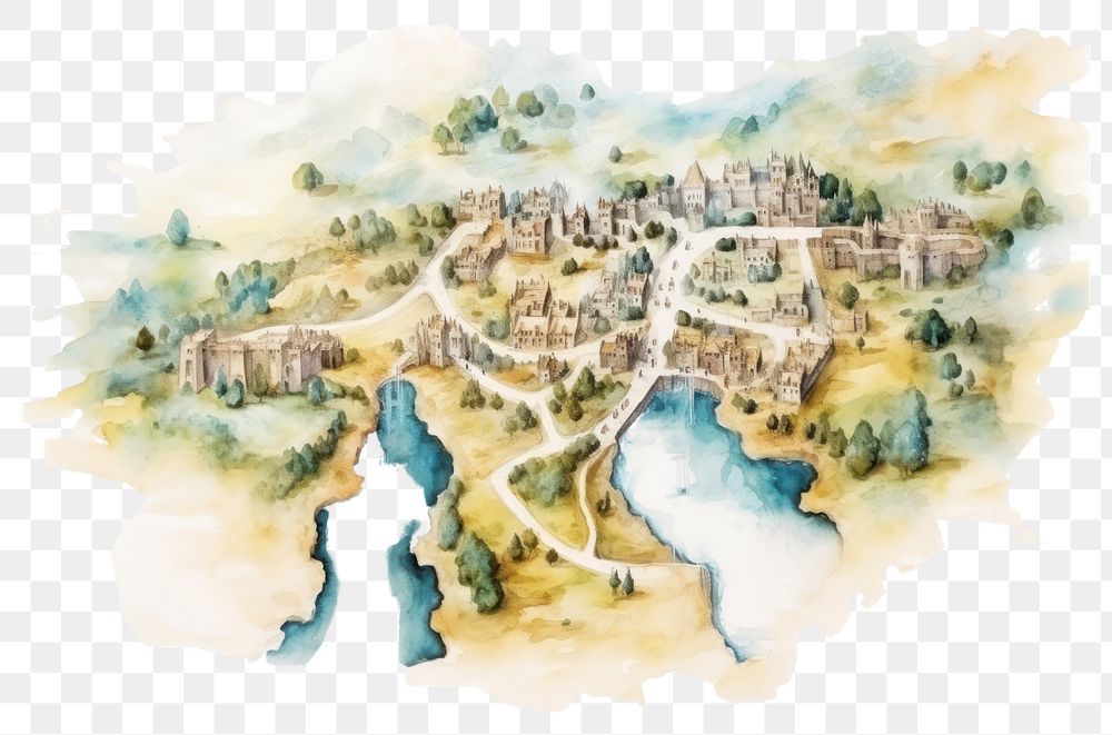 PNG Landscape painting outdoors map. | Free PNG - rawpixel