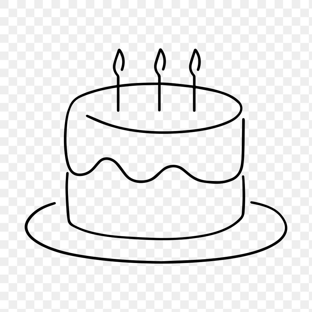 Birthday cake png, minimal line | Free PNG - rawpixel