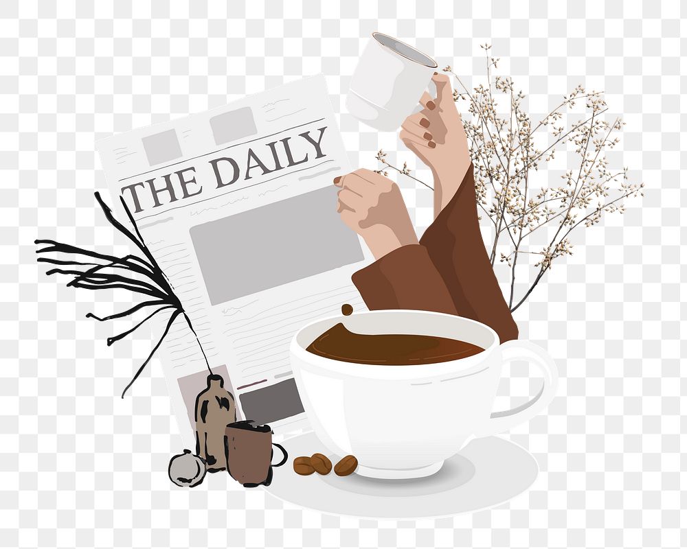 Morning routine png sticker, coffee, | Premium PNG - rawpixel