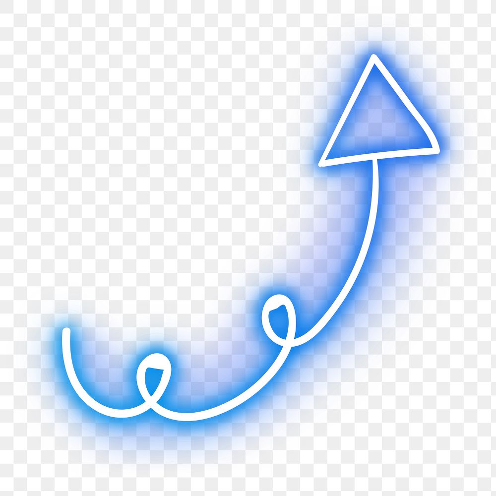 Neon blue swirl arrow sign design element