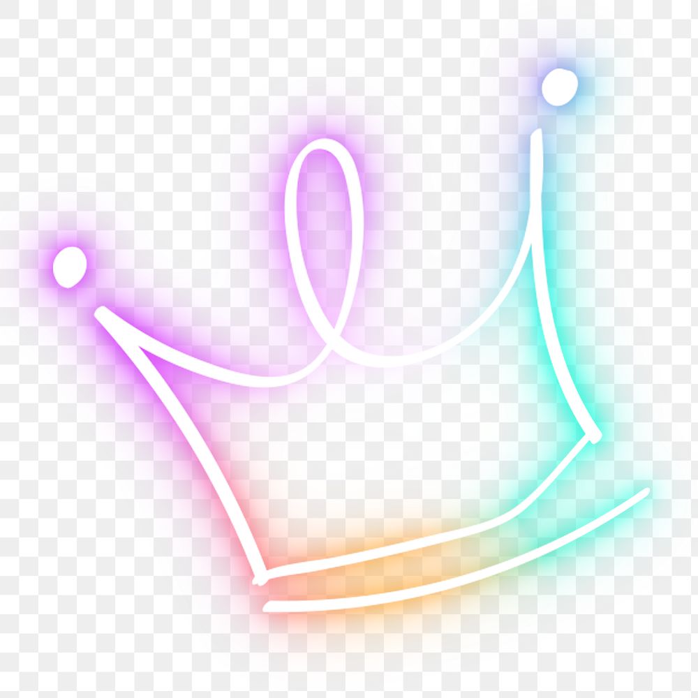 Rainbow neon png crown glow | Free PNG Sticker - rawpixel