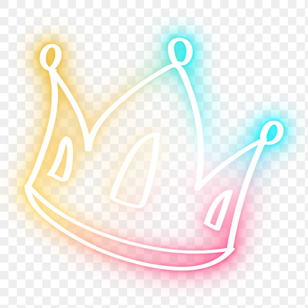 Rainbow neon png crown glow | Free PNG Sticker - rawpixel
