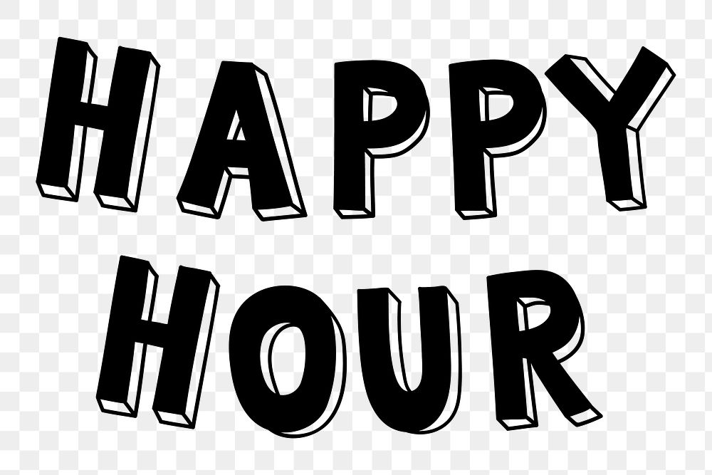 happy hour png word typography | Free PNG Sticker - rawpixel