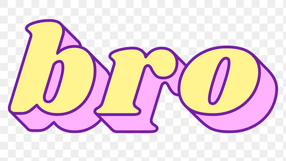 Bro word png retro typography | Free PNG Sticker - rawpixel