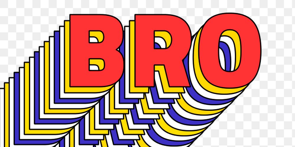 BRO layered png retro typography | Free PNG Sticker - rawpixel