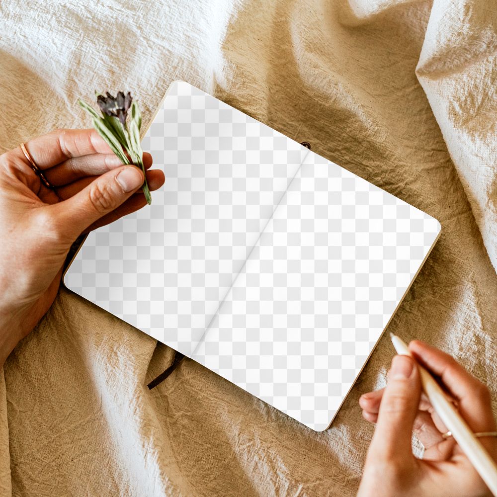 Open notebook png mockup with flowers | Free PNG - rawpixel