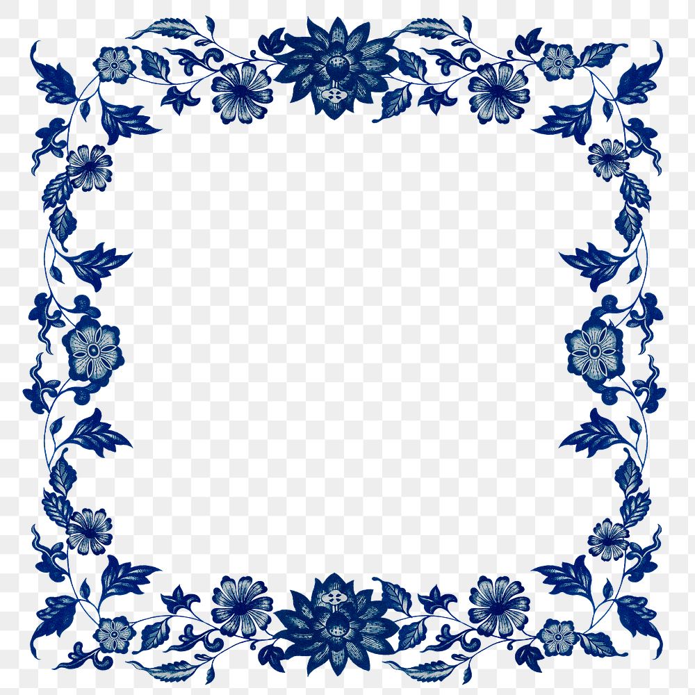 Blue flower frame png, vintage | Premium PNG - rawpixel