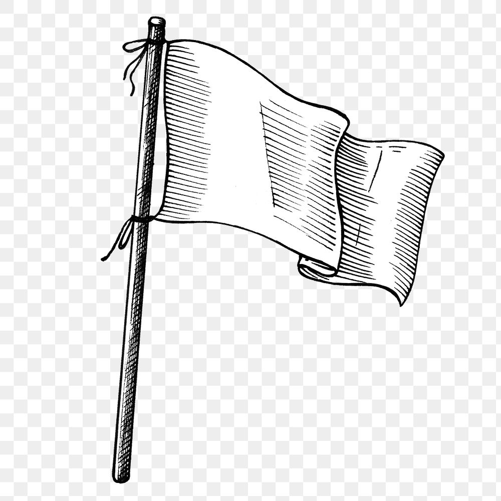 Hand drawn white flag design | Premium PNG Sticker - rawpixel