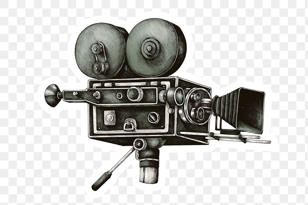 Hand drawn vintage movie camera | Premium PNG Sticker - rawpixel