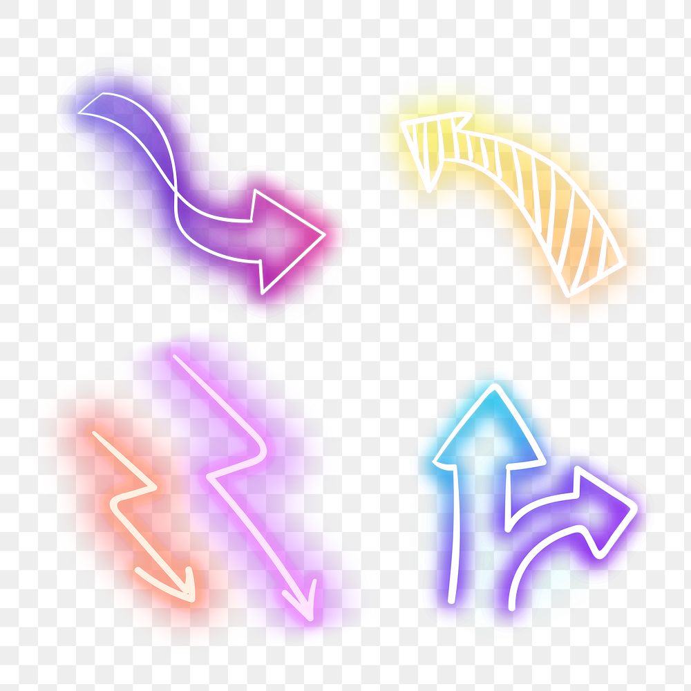 Neon arrows sign set design | Premium PNG - rawpixel