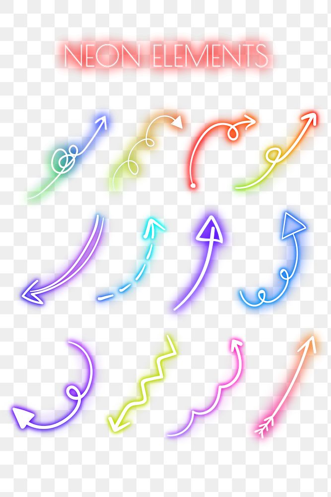 Neon arrows sign set design | Premium PNG - rawpixel