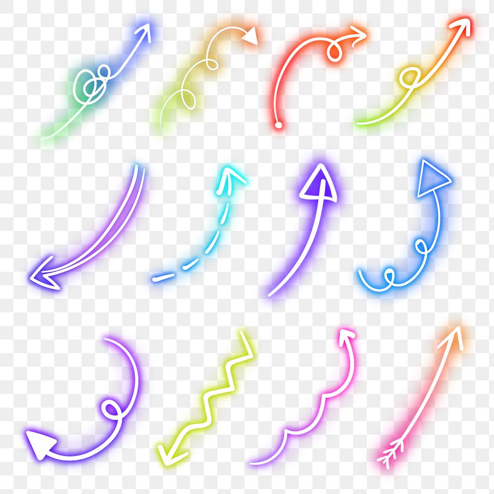 Neon arrows sign set design | Premium PNG - rawpixel