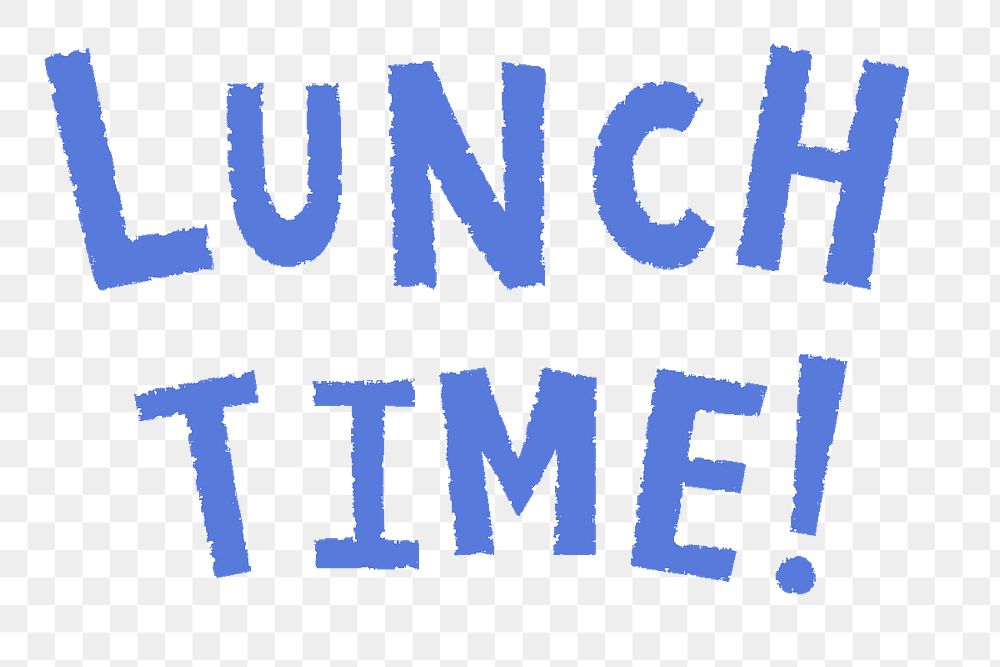 Blue lunch time! doodle typography | Free PNG Sticker - rawpixel