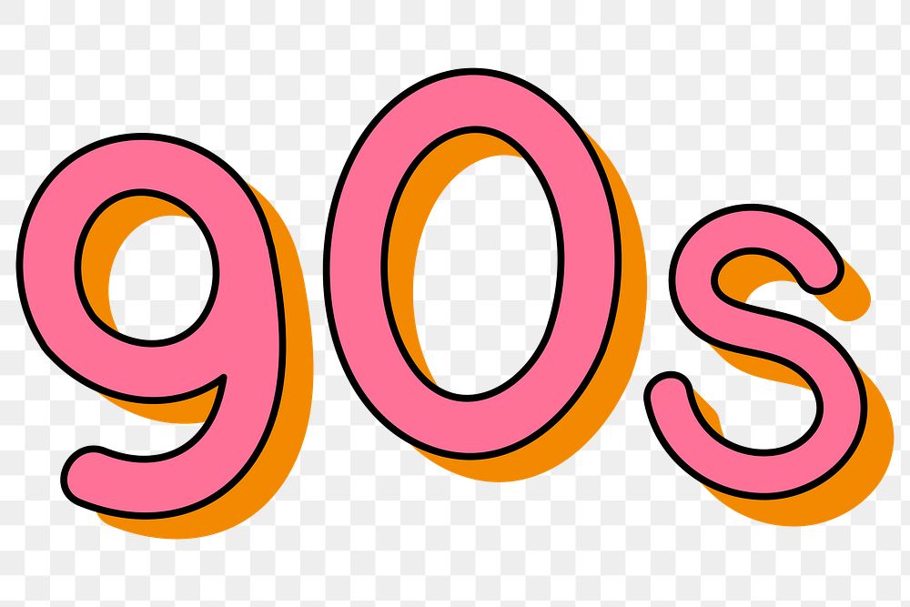 Pink 90s typography design element | Free PNG Sticker - rawpixel