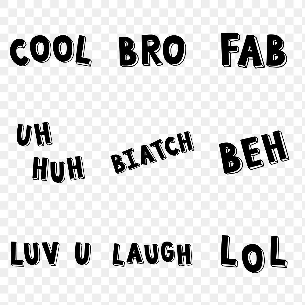 Trendy cool words png typography | Premium PNG - rawpixel