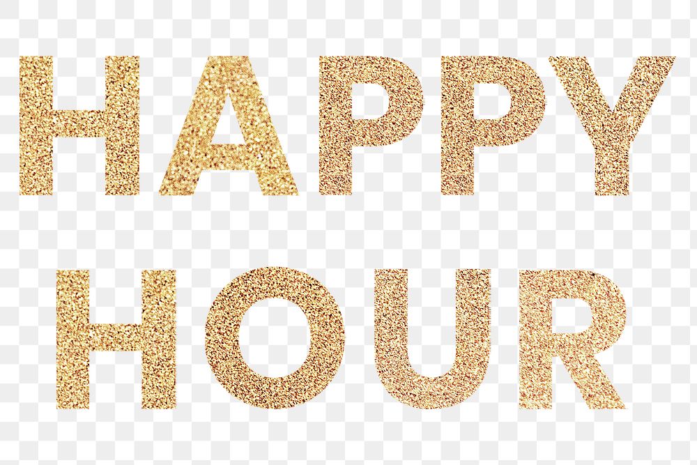Glittery happy hour typography design | Free PNG Sticker - rawpixel