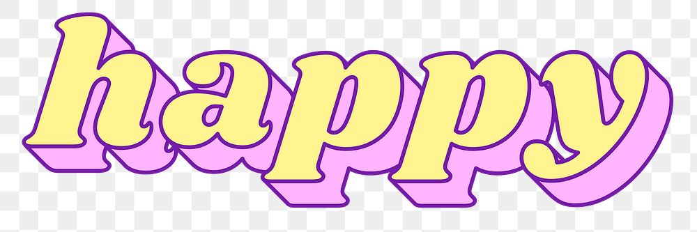 Happy word png retro typography | Premium PNG Sticker - rawpixel