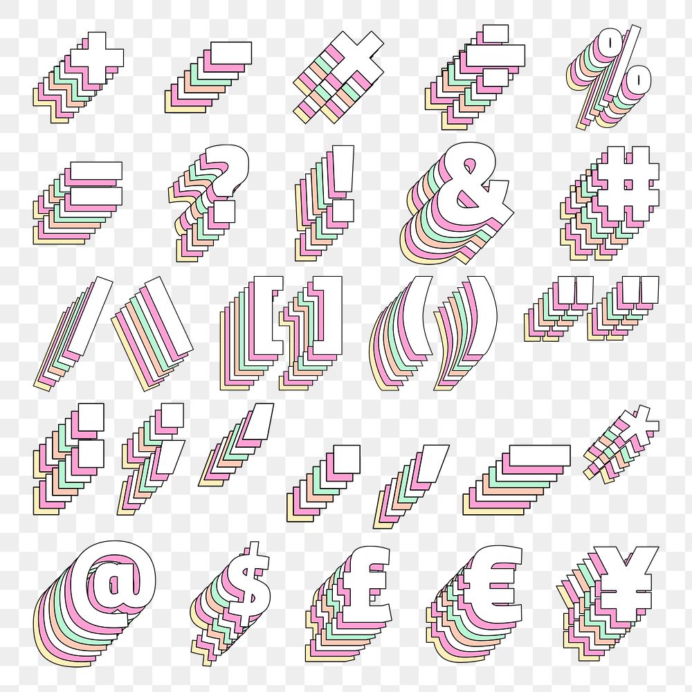 Transparent symbol set 3d stylized | Premium PNG - rawpixel