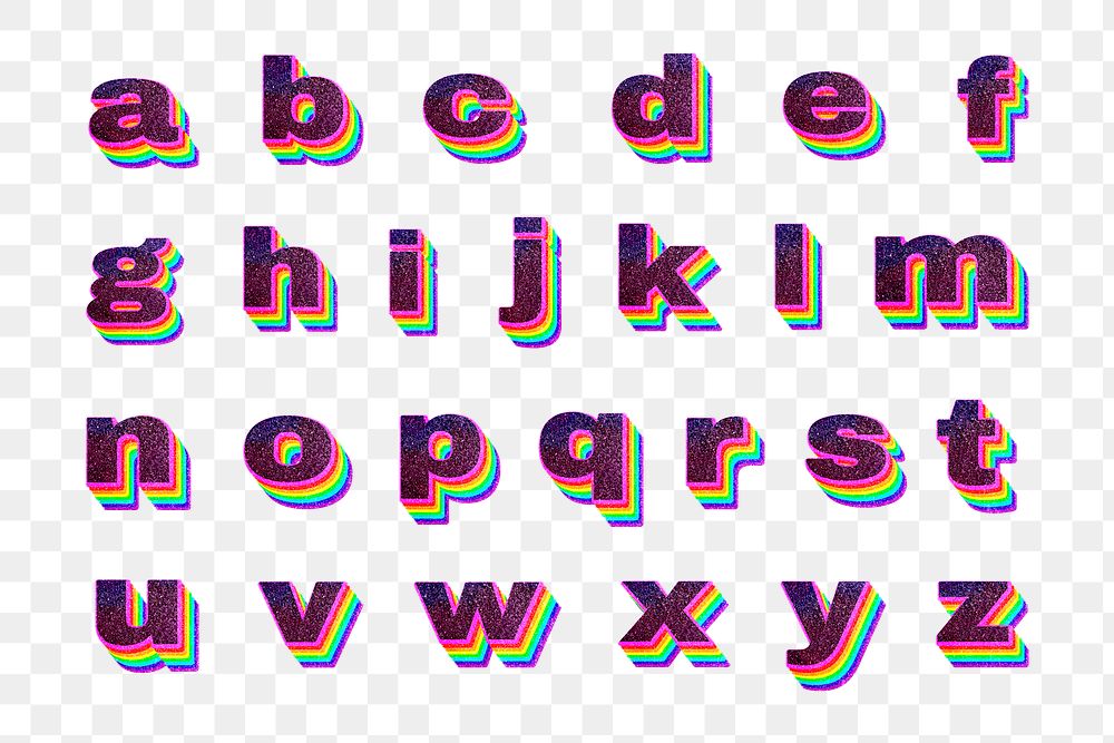 Layered rainbow glitter alphabet png | Free PNG - rawpixel