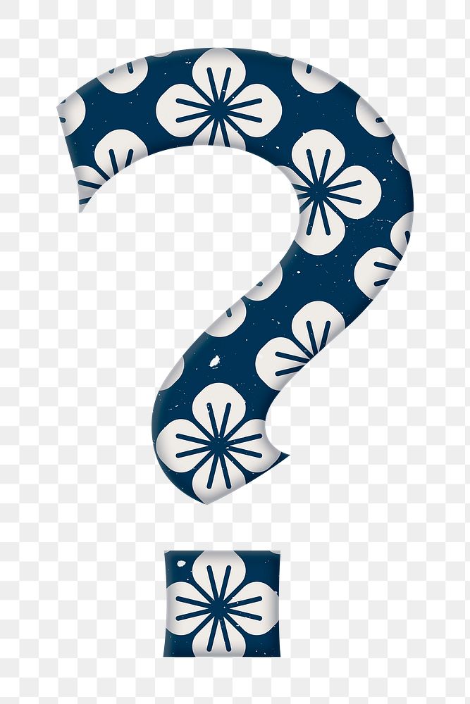 Png question mark japanese floral | Free PNG Sticker - rawpixel