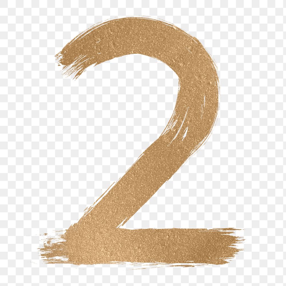 Transparent gold number 2 brushed | Free PNG Sticker - rawpixel
