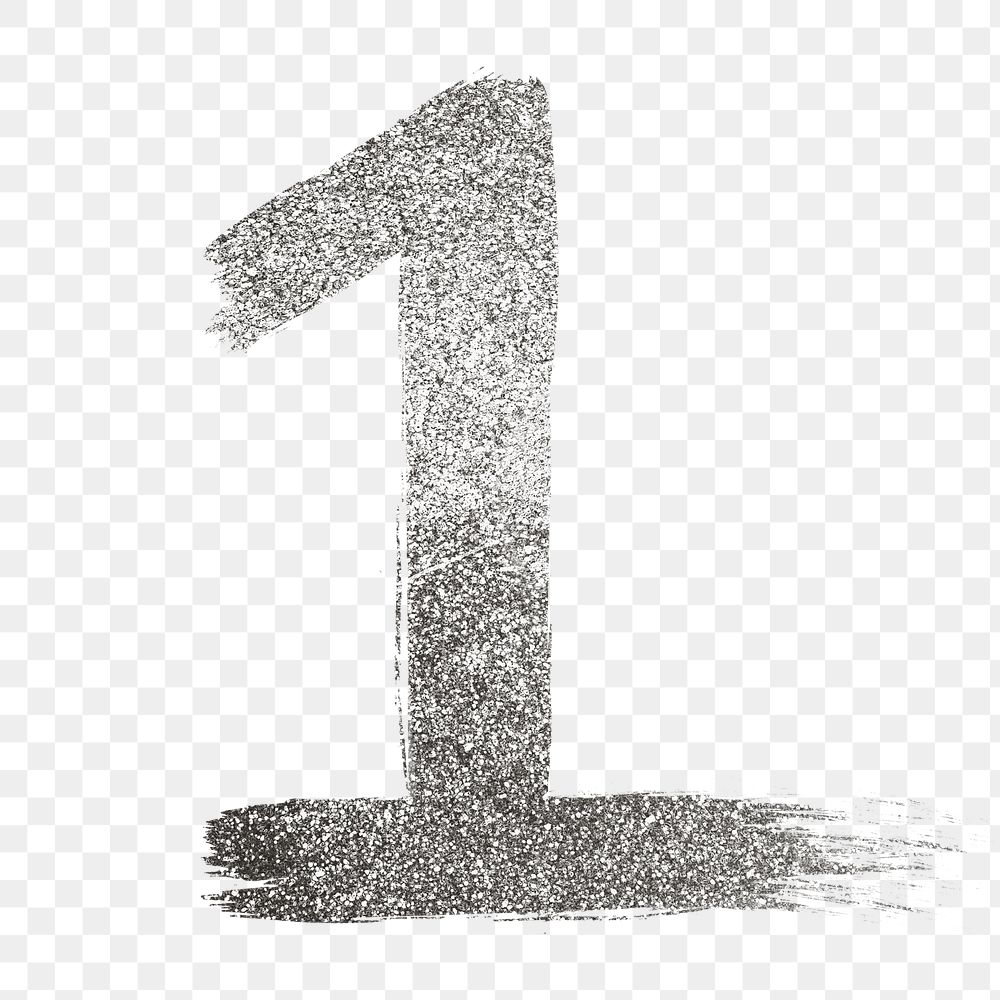 Silver glitter 1 number png | Free PNG Sticker - rawpixel