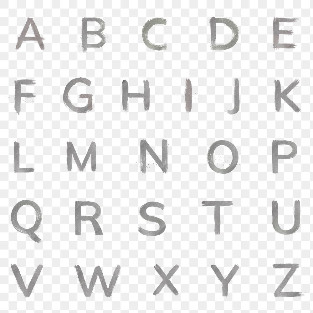 Silver alphabet png brushed typography | Premium PNG - rawpixel